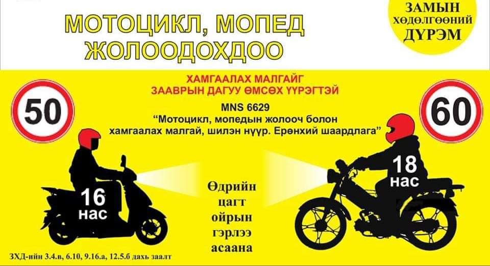 Мотоцикл мопед жолоодохдоо заавал хамгаалах малгай өмсөнө News Mn